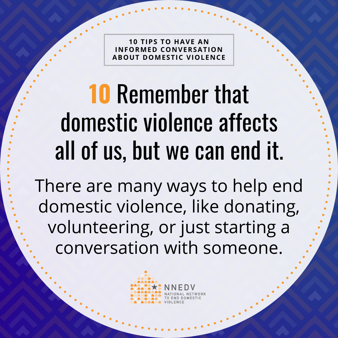 10 Tips to Have an Informed Conversation about Domestic Violence - NNEDV